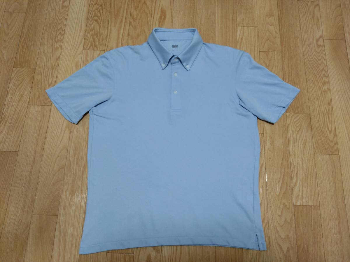 UNIQLO ユニクロ エアリズムカノコポロシャツ ボタンダウンカラー 半袖 AIRism 341-447607 60 LIGHT BLUE ...