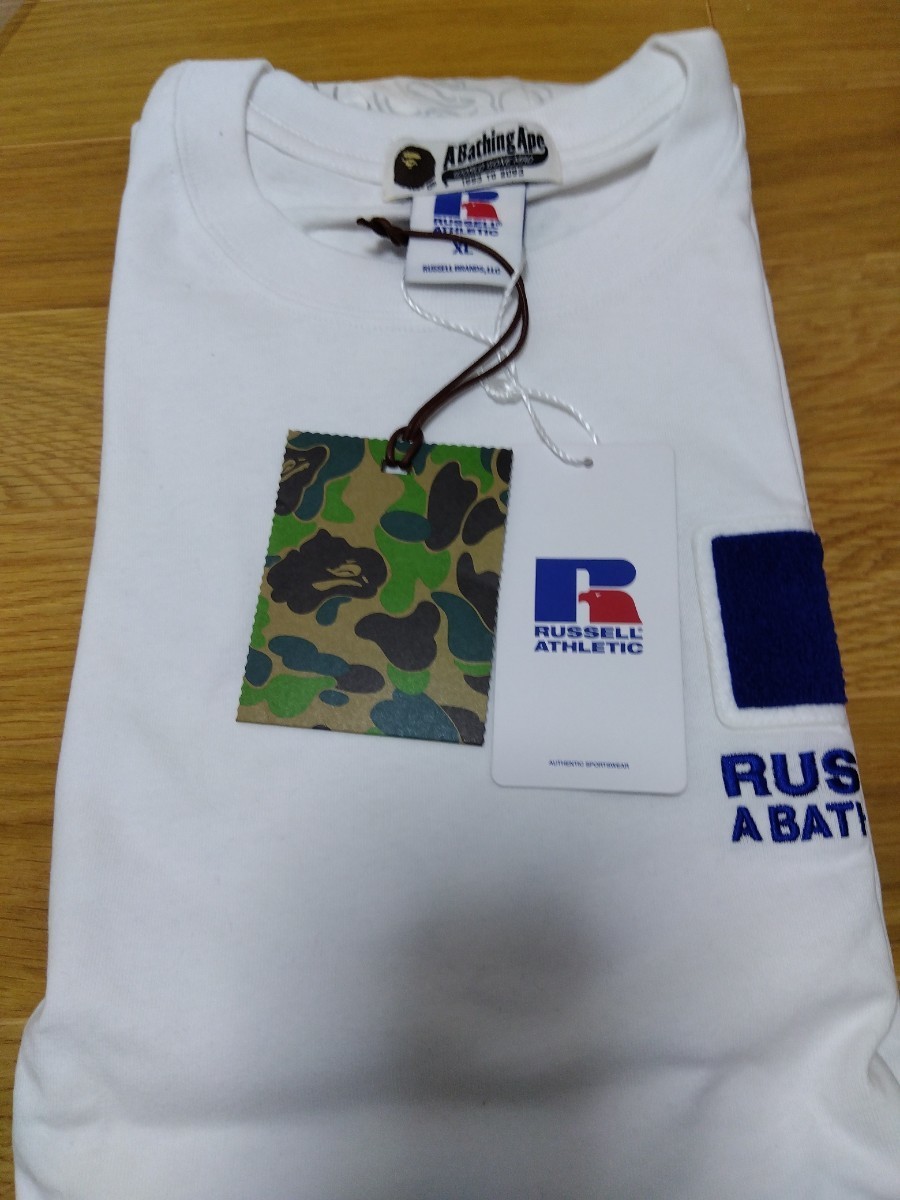 A BATHING APEBAPE X RUSSELL COLLEGE TEE XL WHITE BATHING APE RUSSELL ...