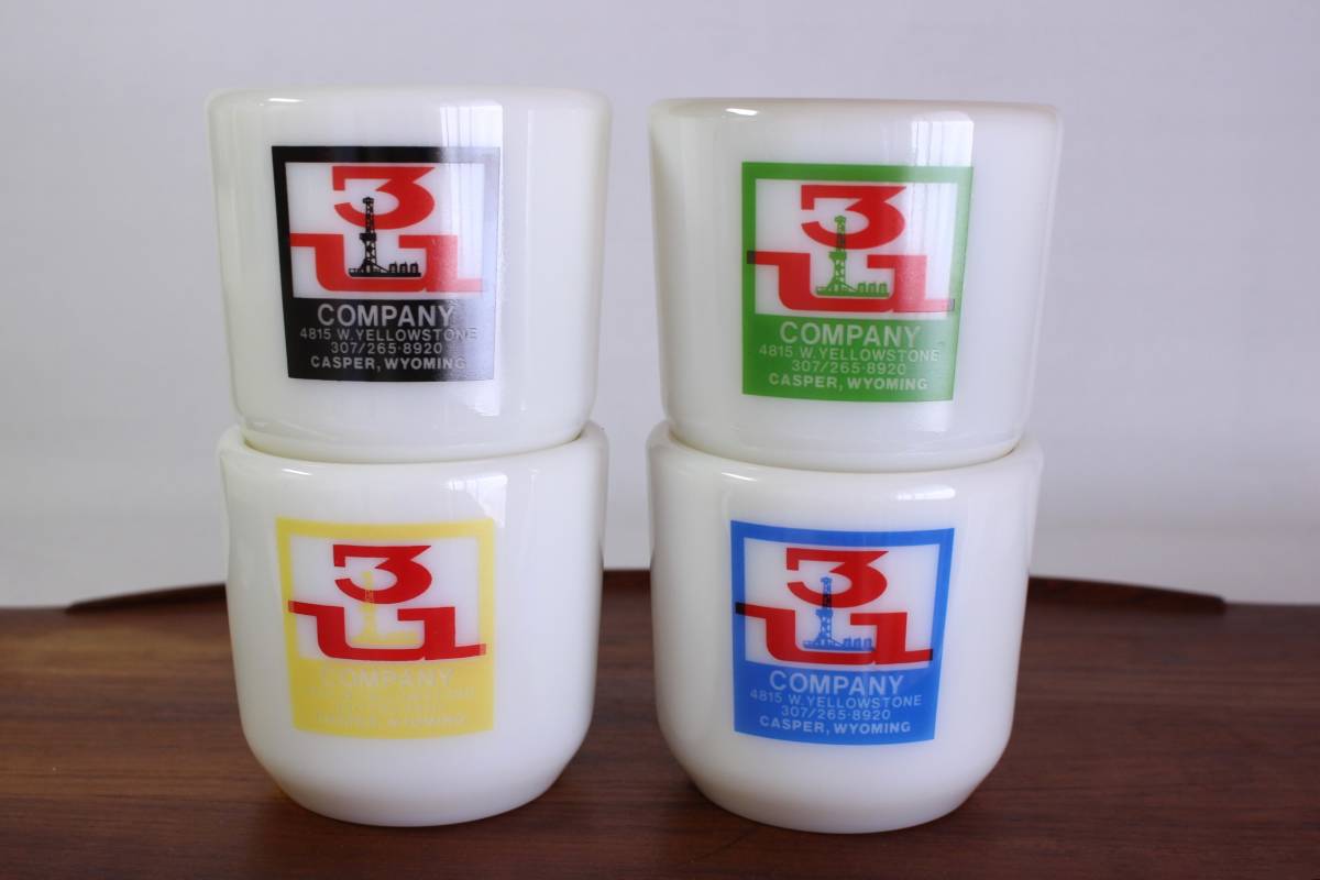 4個セット コーニング ハンドルレスマグ パイレックス 3Uカンパニー 4色セット NAVY ヴィンテージ マグ 耐熱 CORNING ...