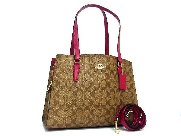 1円 COACH コーチ C4075 シグネチャー PVC×レザー 2WAY クロスボディ ショルダー ハンドバッグ ブラウン系 AM0787 ...