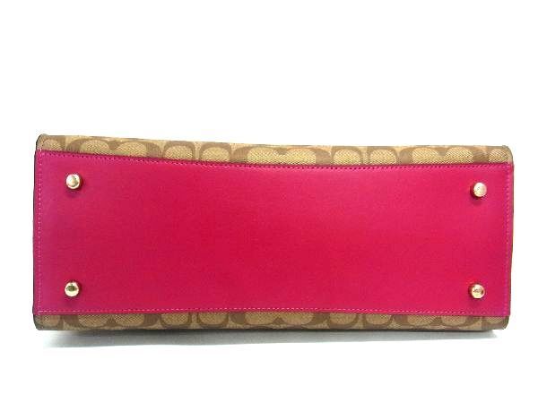 1円 COACH コーチ C4075 シグネチャー PVC×レザー 2WAY クロスボディ ショルダー ハンドバッグ ブラウン系 AM0787 ...
