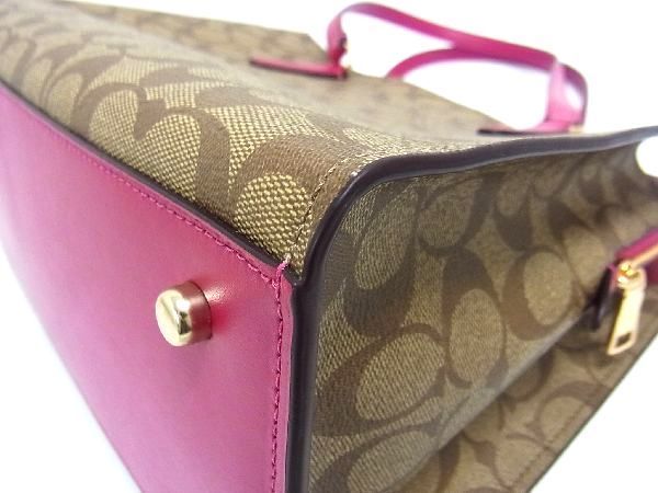 1円 COACH コーチ C4075 シグネチャー PVC×レザー 2WAY クロスボディ ショルダー ハンドバッグ ブラウン系 AM0787 ...
