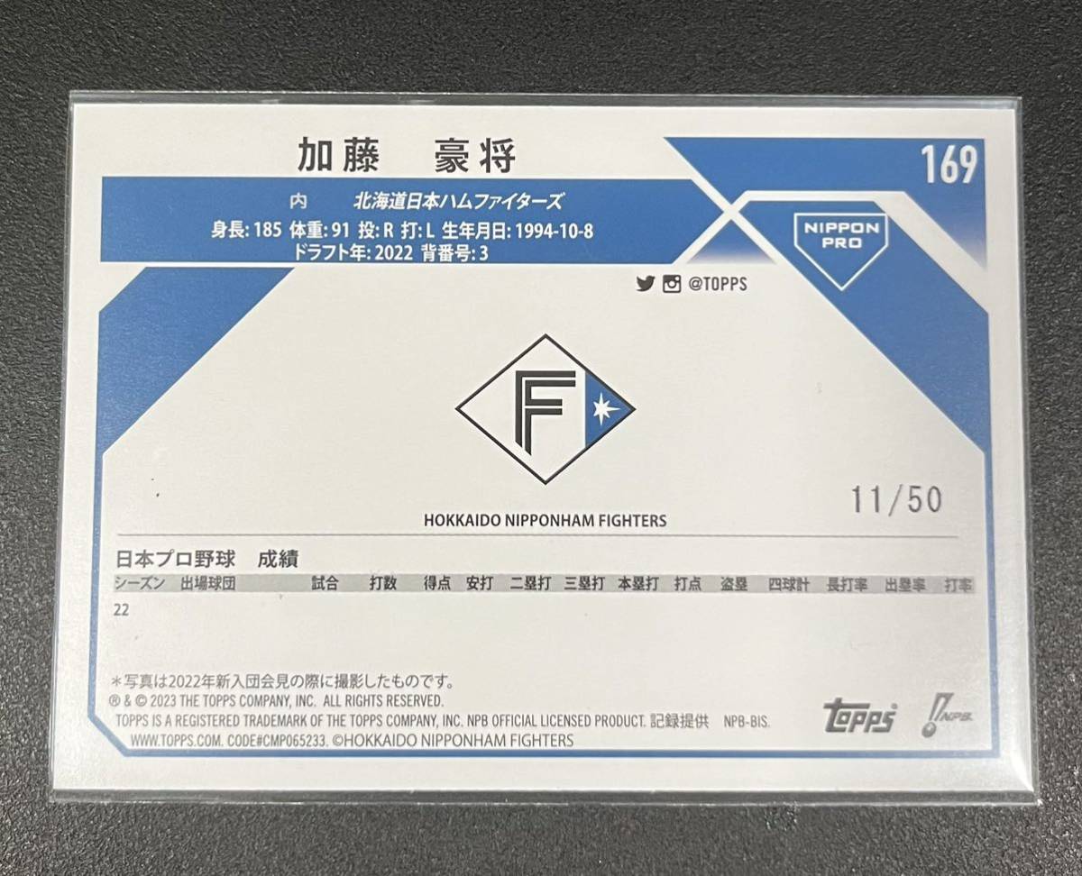50枚限定 加藤豪将 Topps NPB 2023 Blub RC パラレル 50シリ 日ハム 北海道日本ハムファイターズ 初昇格(Topps)｜売買されたオークション情報、yahooの商品 ...