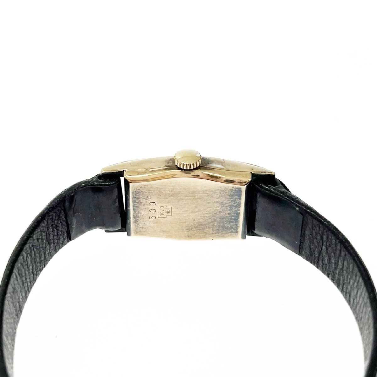 1円スタート アンティーク DENRO デンロ 17石 18K刻印 スクエア 手巻き レディース腕時計 175810(アナログ（手巻き ...