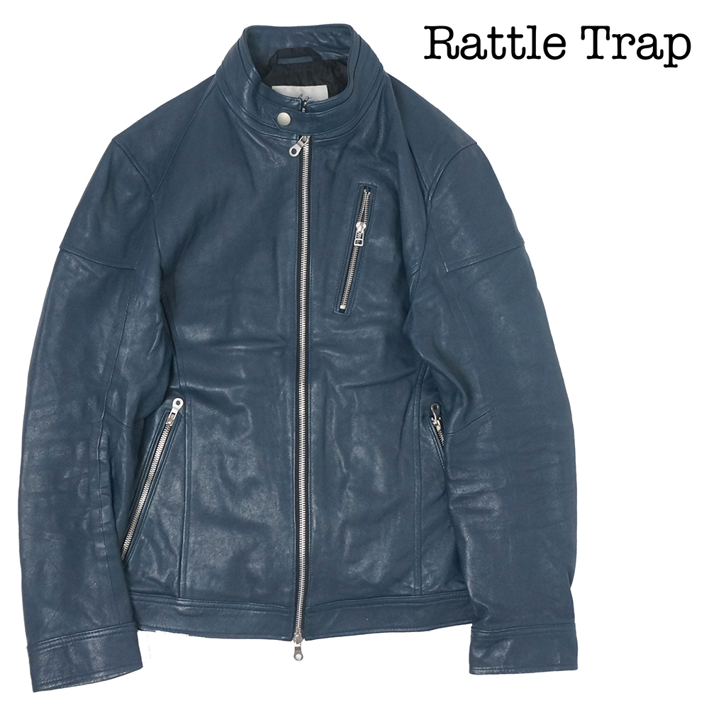 RATTLE TRAP ラムレザー シングル ライダース ジャケット ブルー ネイビー ラトルトラップ 羊革 メンズビギ 革ジャン 2109 ...