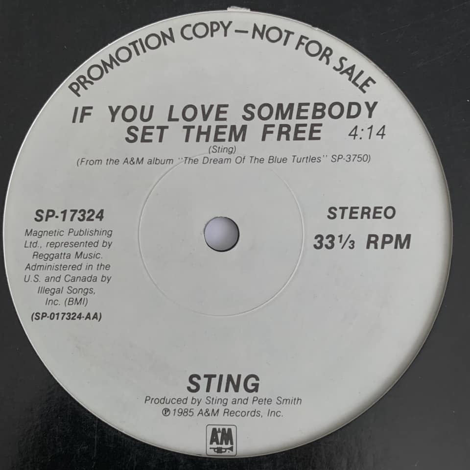 美盤 Sting - If You Love Somebody Set Them Free 12inch US盤 Promo ビルボード ...