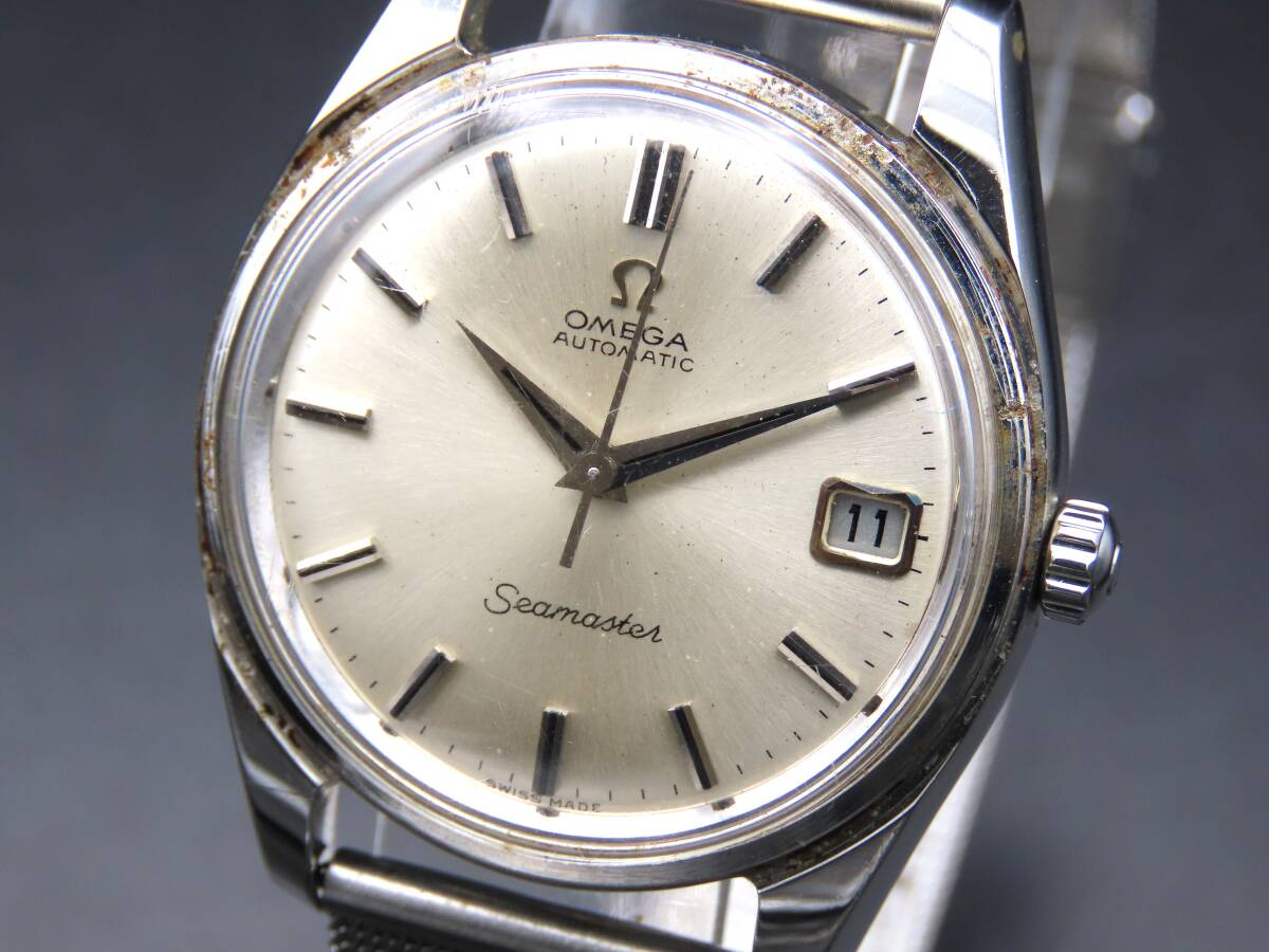1円 稼動品 正規品 OMEGA オメガ 166010-67SC シーマスター 自動巻き Cal.565 デイト シルバーダイヤル メンズ腕 ...