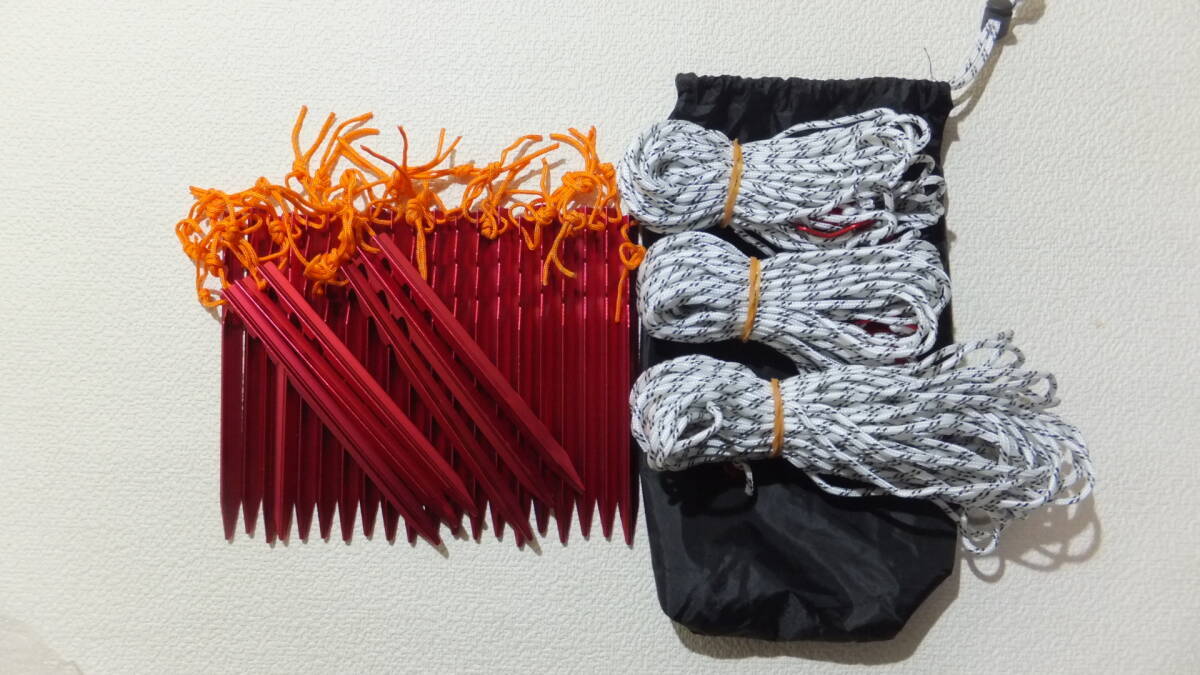 FIELDOOR/フィールドア トンネルテント620付属 軽量ペグ 26本 ロープ 留め具付 約340cm 6本 約240cm 12本 収納袋付(ペグ)｜売買されたオークション情報、yahoo ...