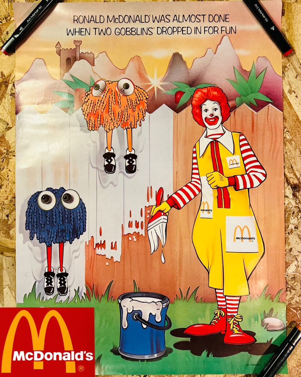 70' vintage McDonald's RONALD & FRY GUY poster ビンテージマクドナルドA2ポスター ロナルド ...