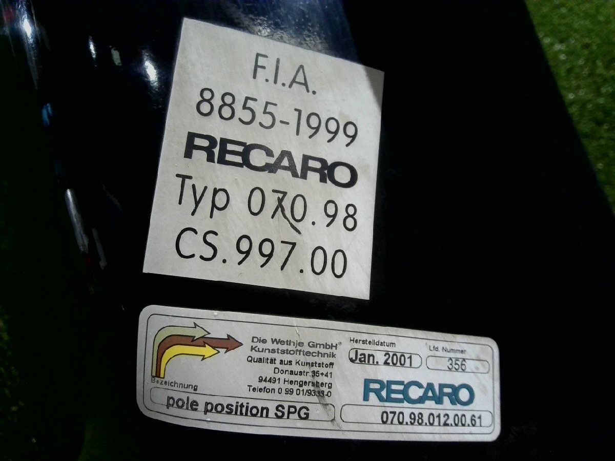 RECARO SP-G POLE POSITION フルバケットシート F.I.A.8855-1999 Typ 070.98 CS.997. ...