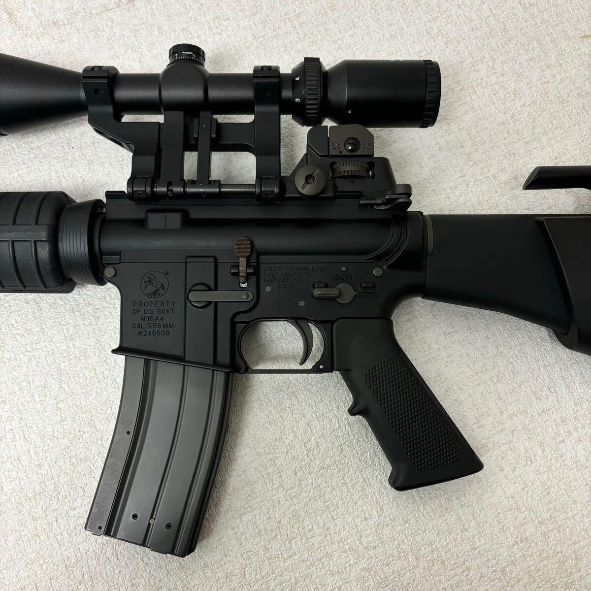 1115Z6 東京マルイ MARUI ガスガン ガスブローバッグ M16A4 PROPERTY OF U.S. GOVT CAL.5.56MM W246509 スコープ FF3-9×40 ...
