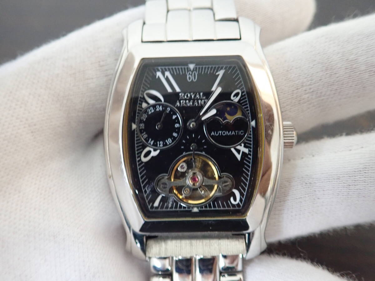 ROYAL ARMANY RA-004 ロイヤル アルマーニ 自動巻 メンズ 腕時計 アナログ 裏スケルトン 稼動品 激安1円スタート(3針 ...