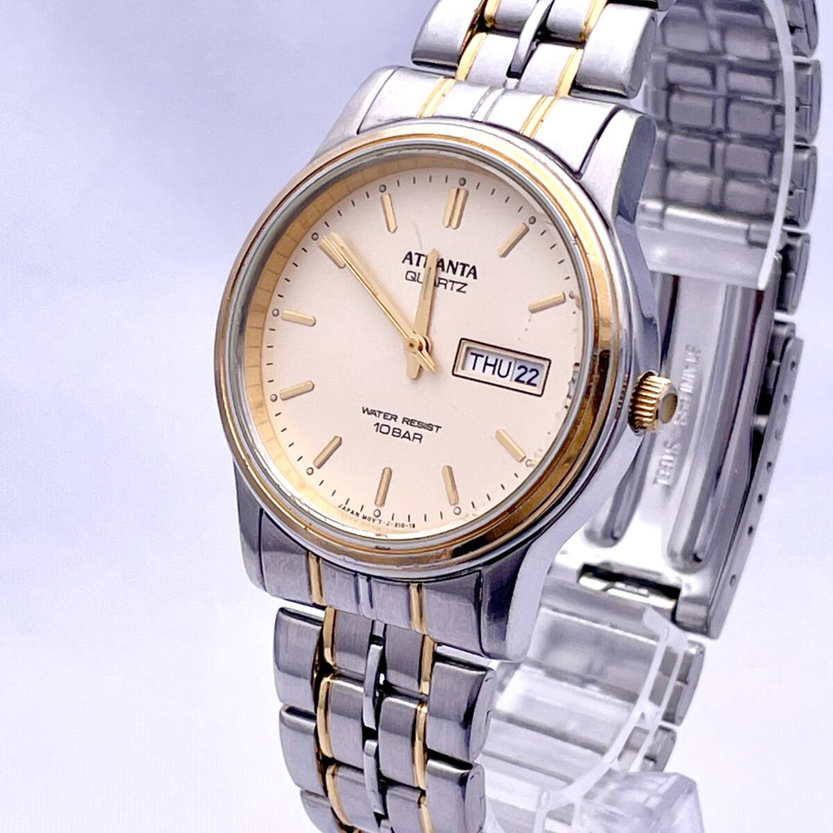 RICOH リコー ATRANTA アトランタ 350004 腕時計 ウォッチ クォーツ quartz デイデイト スクリューバック 金 ...