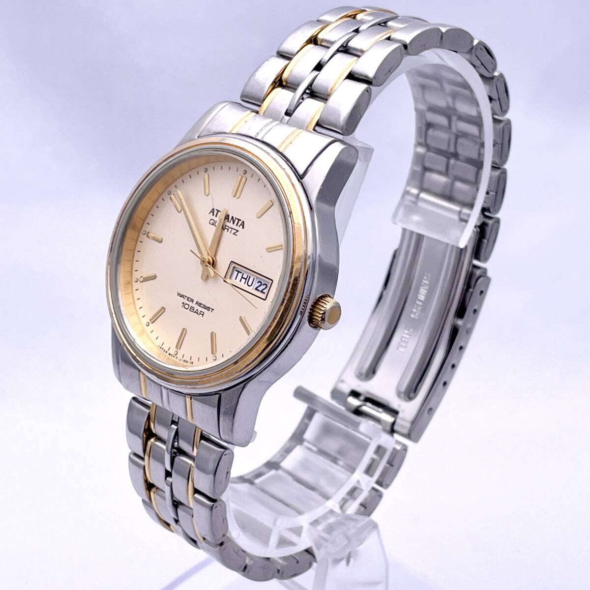 RICOH リコー ATRANTA アトランタ 350004 腕時計 ウォッチ クォーツ quartz デイデイト スクリューバック 金 ...