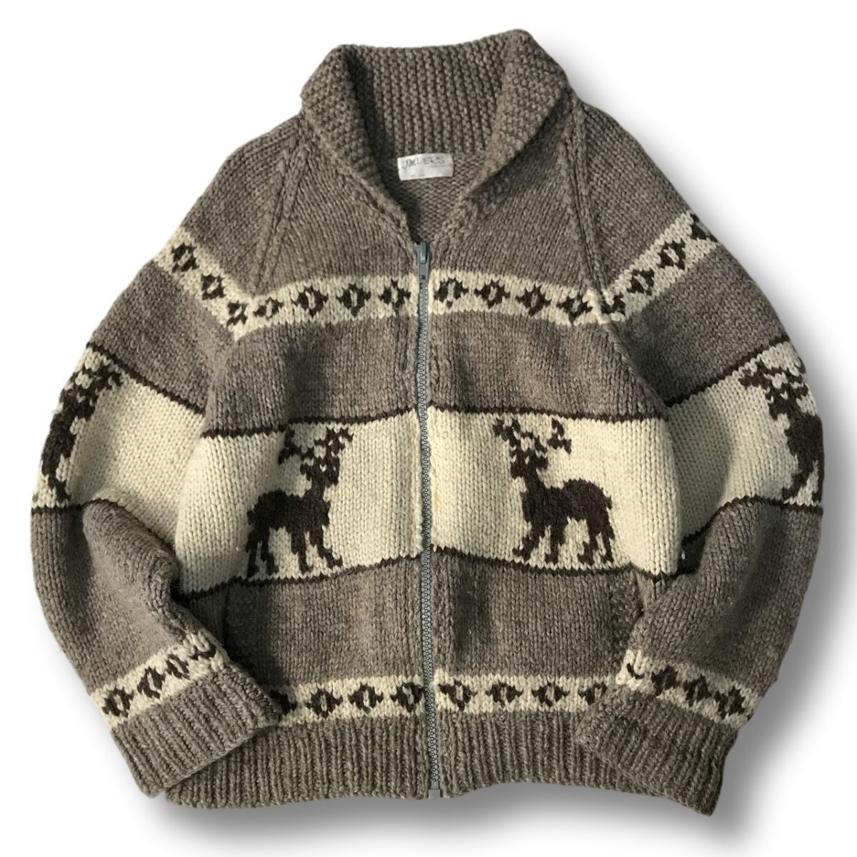 良品 JUMPERS ニュージーランド製 ウールカウチンニットジャケット セーター ブラウン/オフホワイト サイズL LW2149 S80(Lサイズ)｜売買されたオークション情報、yahooの ...