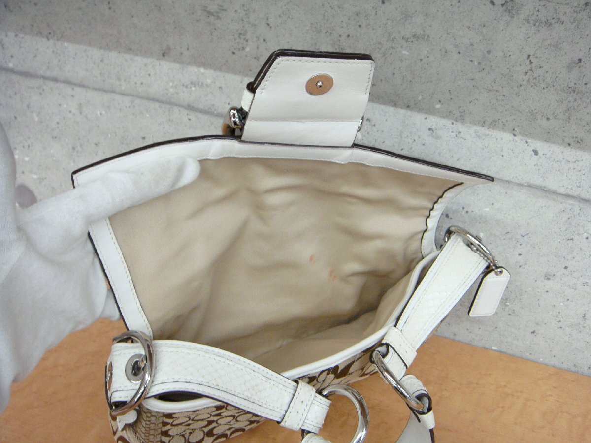 9404R 本物保証 COACH コーチ ソーホー ワンショルダー パイソン ハンドバッグ ショルダーバッグ シグネチャー 10087 ...