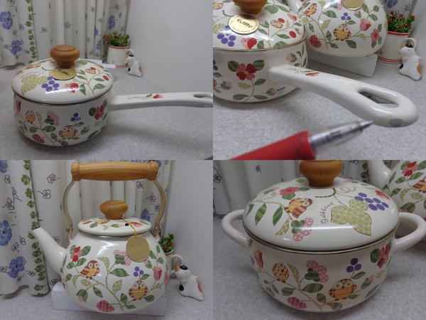 EJIRY ふくろうの楽園 可愛いホーロー鍋 片手鍋 .両手鍋 .やかんの3点セット 昭和レトロ(両手鍋)｜売買されたオークション情報、yahooの商品情報をアーカイブ公開 - オークファン ...