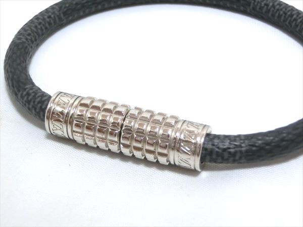 ルイヴィトン ブレスレッド バングル ブラスレディジット ダミエグラフィット ブラック シルバー金具 ロゴ スタッズ CA1122 バングル ...