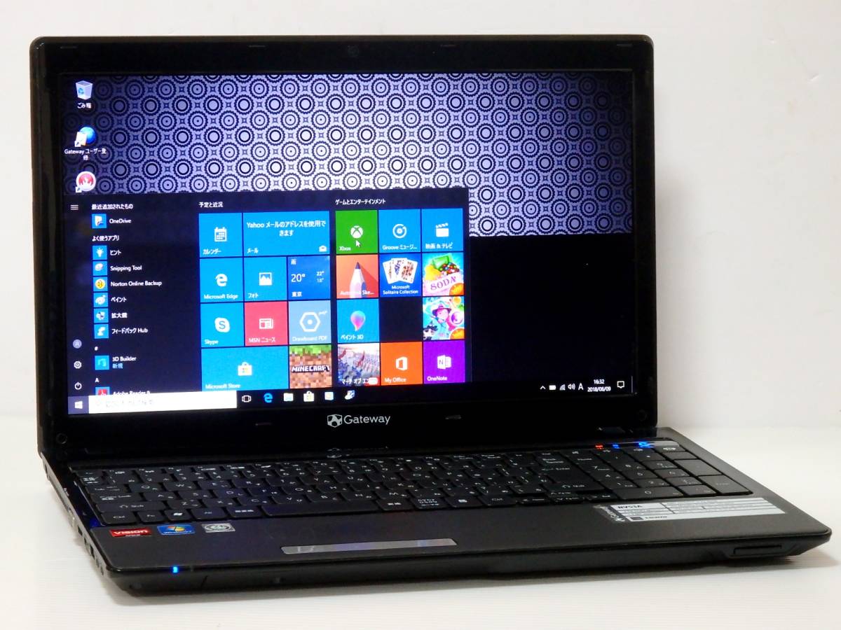 Gateway NV53A Windows10 Athlon II N330 デュアルコア 2GBメモリ/HDD 250GB/15.6型ワイド ...