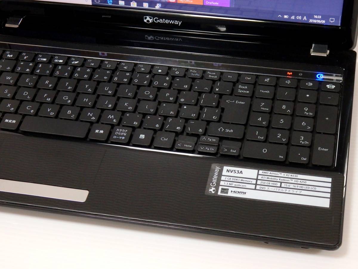 Gateway NV53A Windows10 Athlon II N330 デュアルコア 2GBメモリ/HDD 250GB/15.6型ワイド ...