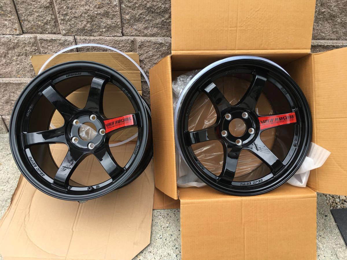 GTRサイズ 2本 STANCE スポーツ系 USDM DRIFT ブラックx赤ステッカー TE37タイプ 18インチ ET+20 9.5Jな ...