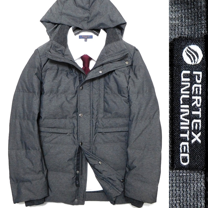 秋冬物 軽量ダウン PERTEX QUANTUM 定価6万 23区 HOMME オム シャンブレー ジップアップ フーデッド ナイロン ダウン コート 46 /e108_9(Mサイズ)｜売買さ ...