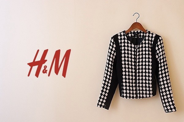 全品1000円スタート H&M エイチ アンド エム ジップ ジャケット ブラック系×オフホワイト系 size EUR34 US4 CA4 CN160/80A MX4(ジャンパー、ブルゾン ...