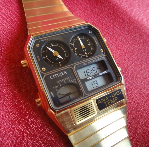 シチズン CITIZEN 8989 アナデジ テンプ ANA-DIGI TEMP / MEN'S WATCH 金色メタル ：電池交換済(その他 ...