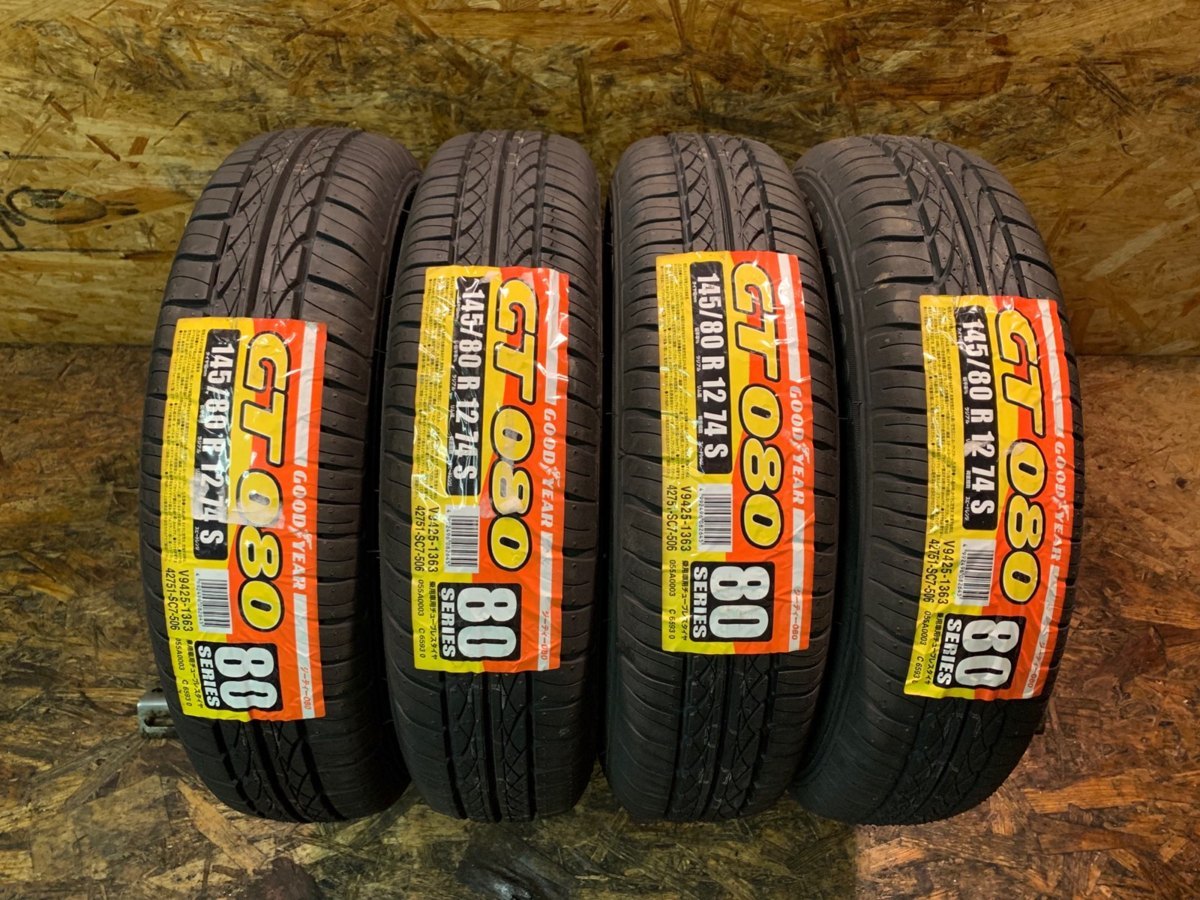 GOODYEAR/GT080 145/80R12 17年製 ラベル付き 4本Set ザッツ ライフ トッポBJ ミニカ エッセ ミラ等 ...