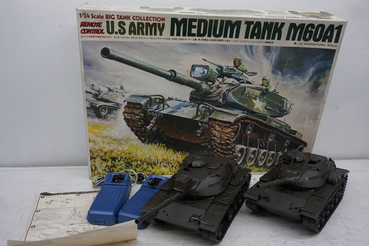 w07462 組み立て済み ジャンク 2台 1 24 バンダイ BANDAI M60A1 アメリカ陸軍中戦車 BIG TANK ...