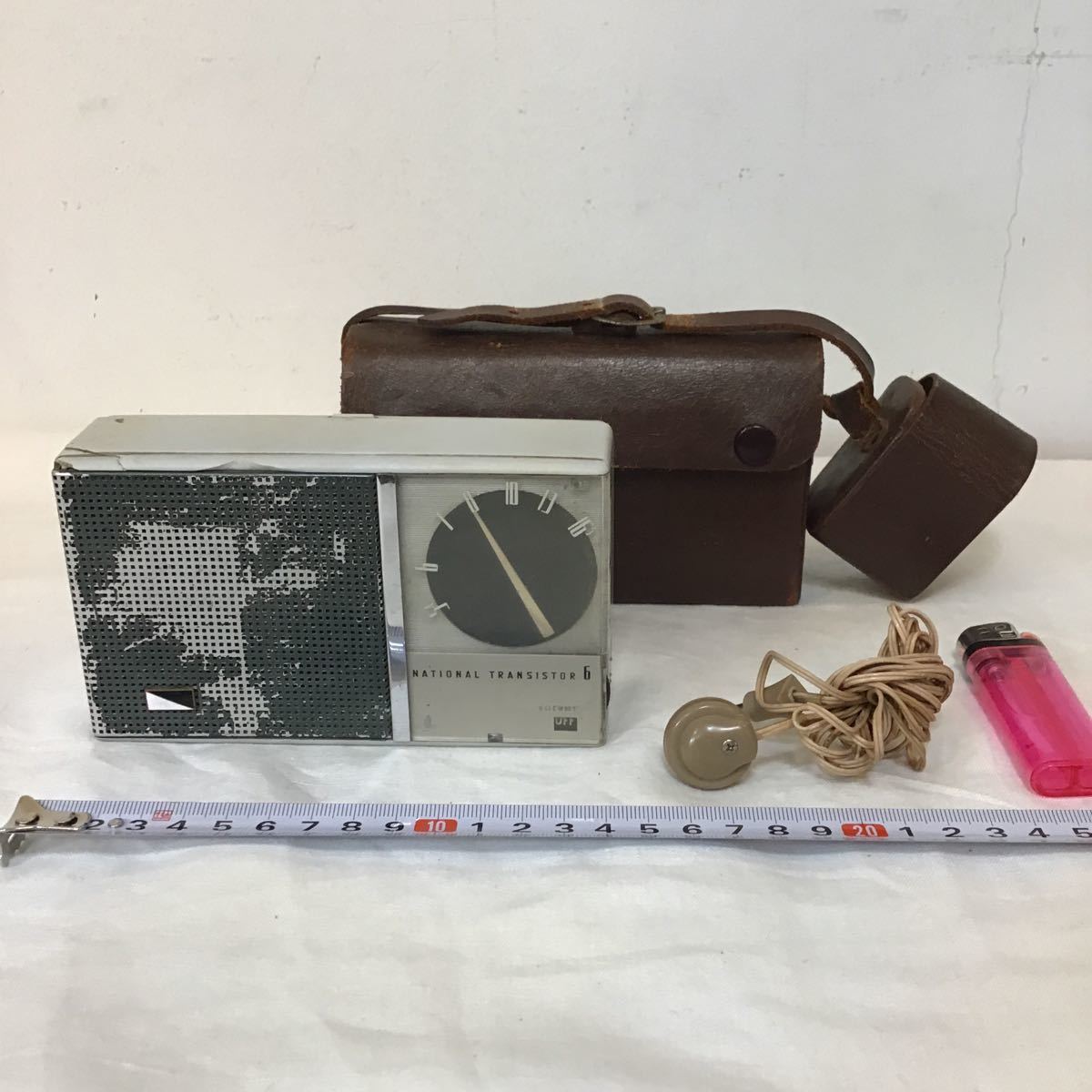 NATIONAL TRANSISTOR 6 松下電器 ナショナル ポータブルラジオ ラジオ EB-165 ケース付き イヤホン付き 当時の品 ...