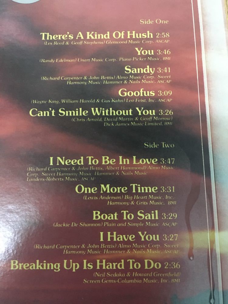 LP レコード CARPENTERS カーペンターズ / A KIND OF HUSH GP-2001(Carpenters)｜売買されたオークション情報、yahooの商品情報をアーカイブ公開 ...