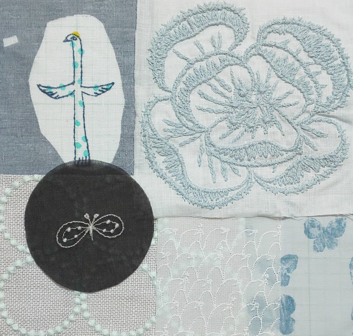 E ミナペルホネン hope lintu choucho cross bird tambourine memoria 刺繍 はぎれセット(ミナ ...