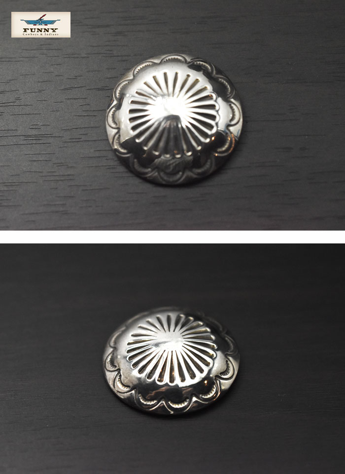 直径34mm FUNNY コンチョ ファニー 社製 ブラス＜純銀メッキ/イブシ仕上げ＞製 スクー コンチョ Squaw /レザーウォレット ...