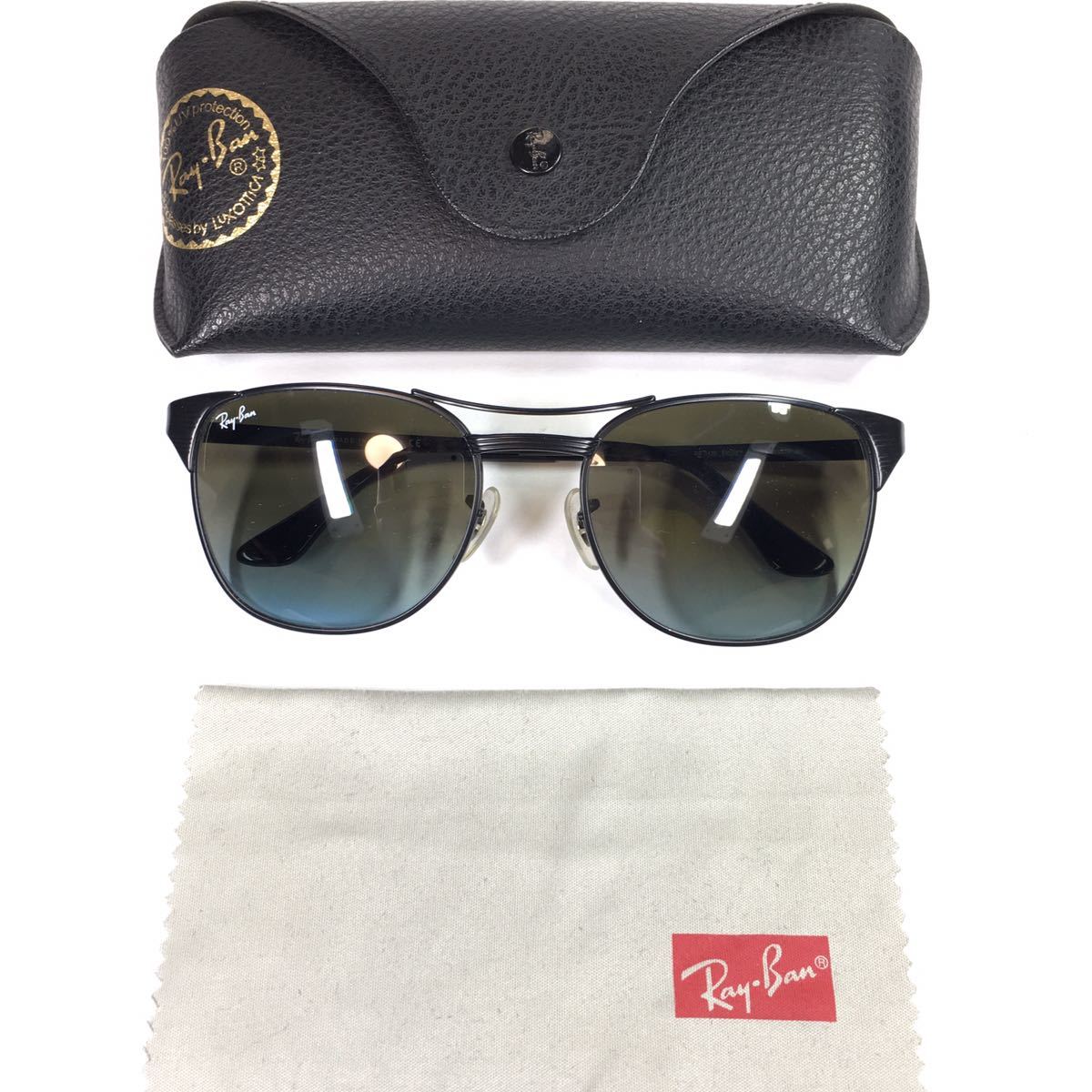 レイバン 本物 Ray-Ban サングラス RB 3429 SIGNET グレー色系×黒色系 メンズ レディース イタリア製 クロス ケース ...