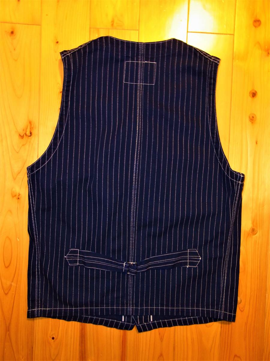 【TCB jeans／TABBYS VEST BLUE WABASH 36 美品 濃紺 ウォバッシュ デニム TCBジーンズ】｜Mサイズ