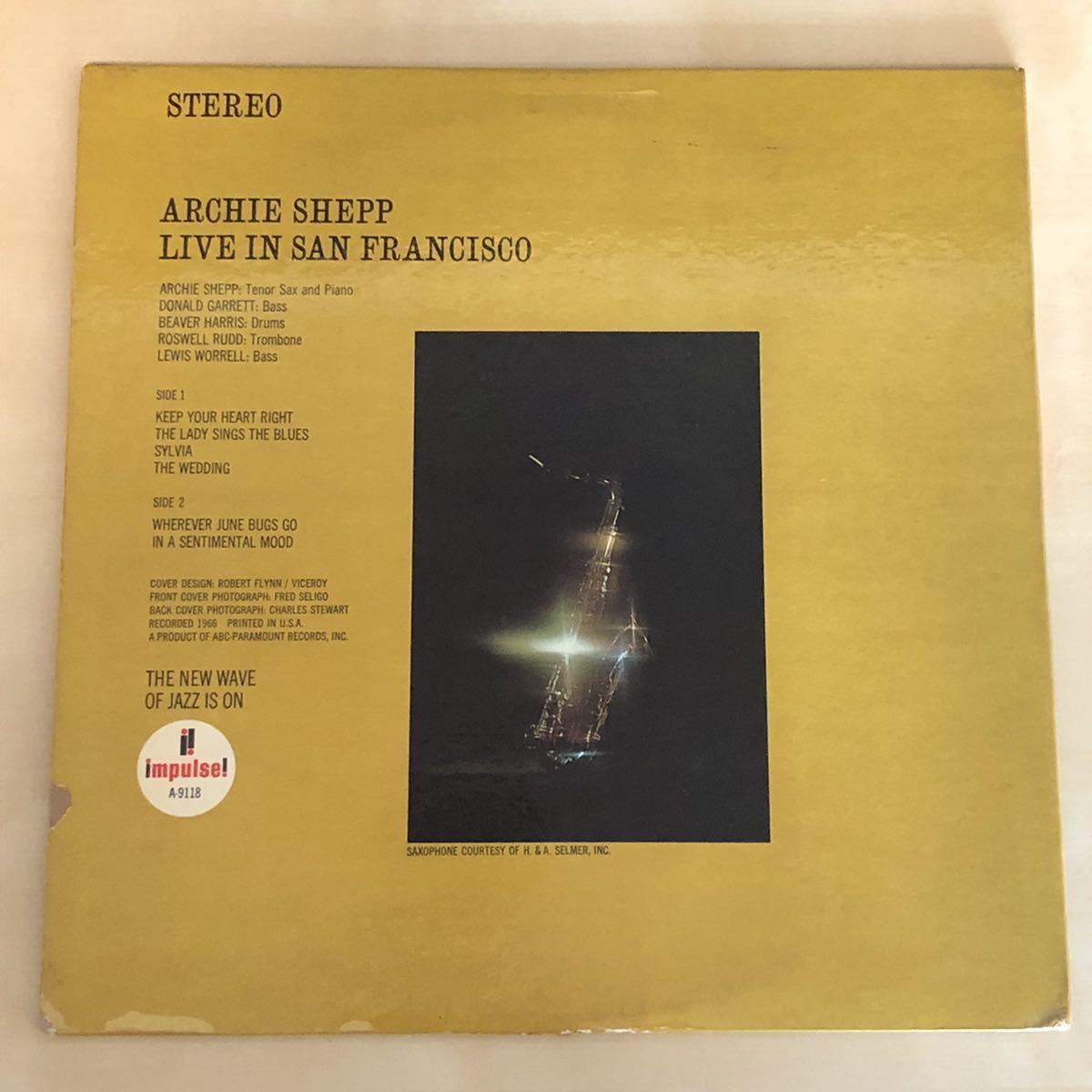 ARCHIE SHEPP/LIVE IN SAN FRANCISCO-US黒x赤IMPULSE 見開コーティング付JKT-VAN GELDER ...