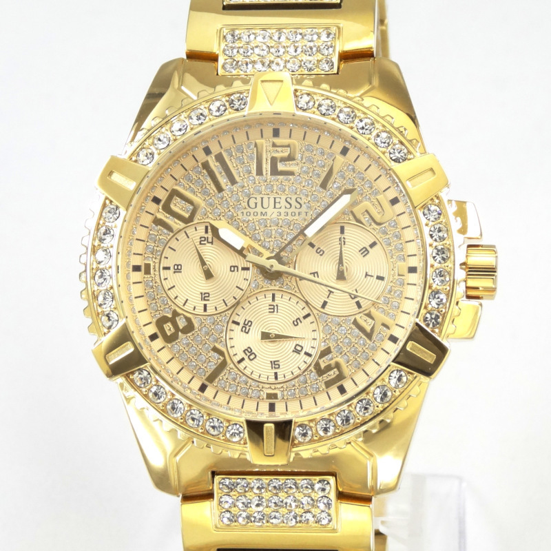 1円開始 ゲス GUESS メンズ腕時計 Dazzling GoldTone Watch with MultiFunction Dial ...