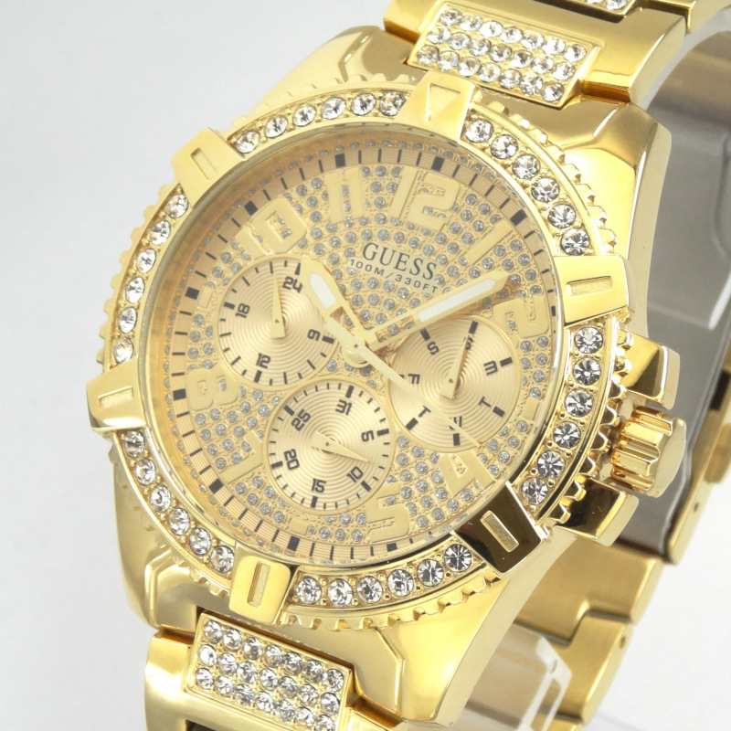 1円開始 ゲス GUESS メンズ腕時計 Dazzling GoldTone Watch with MultiFunction Dial ...
