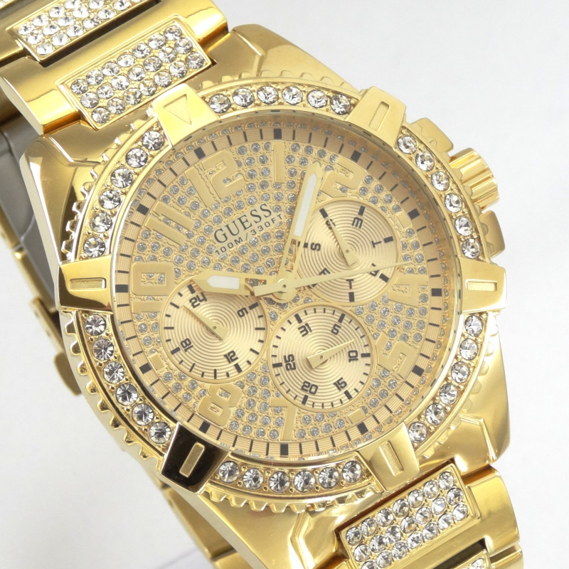 1円開始 ゲス GUESS メンズ腕時計 Dazzling GoldTone Watch with MultiFunction Dial ...