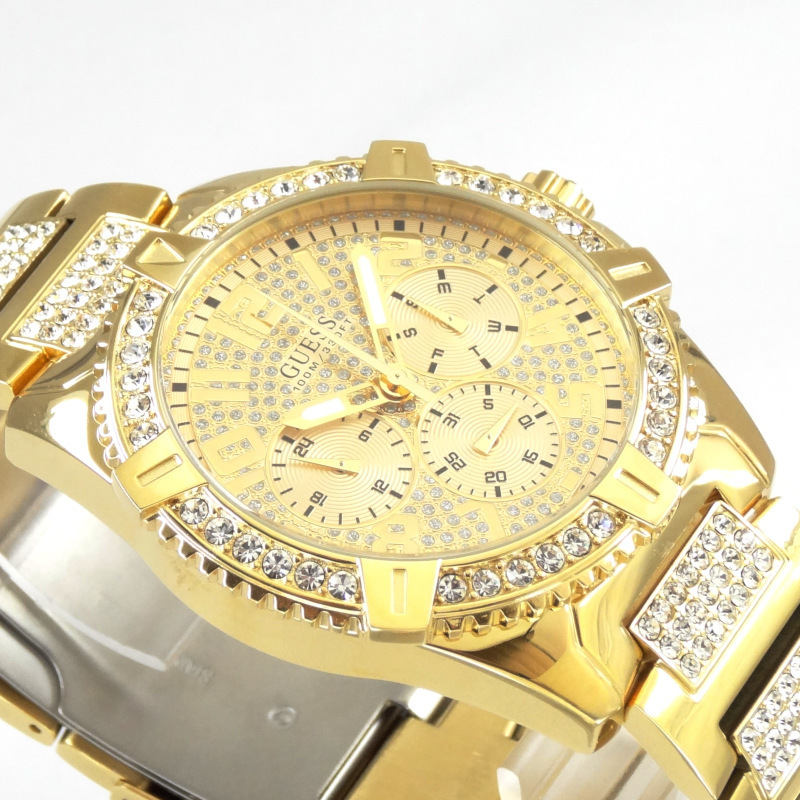 1円開始 ゲス GUESS メンズ腕時計 Dazzling GoldTone Watch with MultiFunction Dial ...