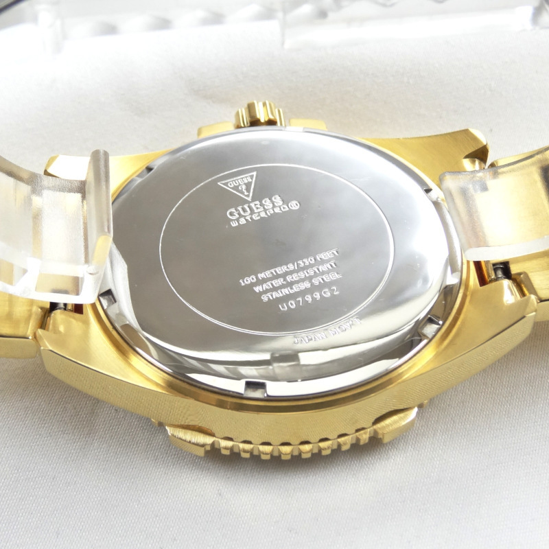 1円開始 ゲス GUESS メンズ腕時計 Dazzling GoldTone Watch with MultiFunction Dial ...