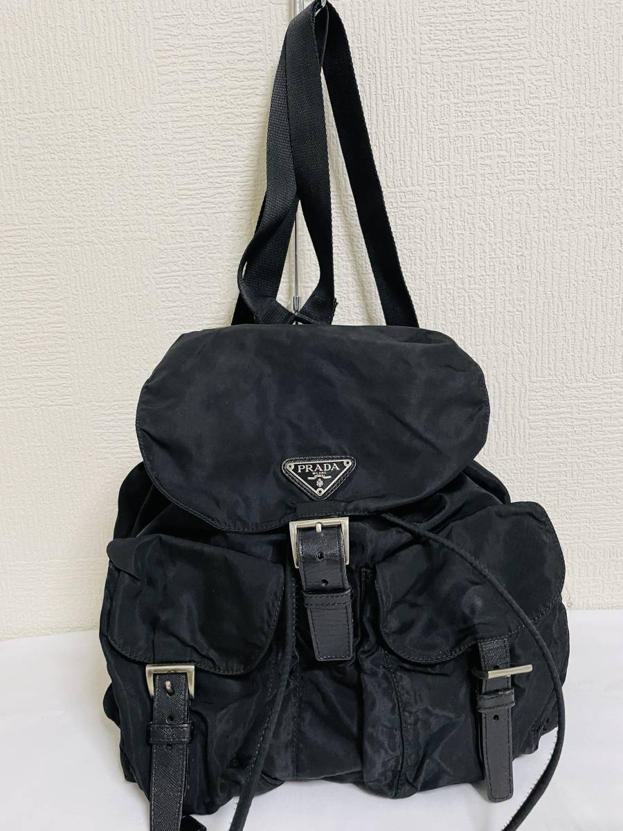 PRADA プラダ ステートナイロン リュックサック バックパック ブラック 黒 イタリア製 シルバー金具 シリアル エレガント 高級感 軽量(リュック)｜売買されたオークション情報 ...