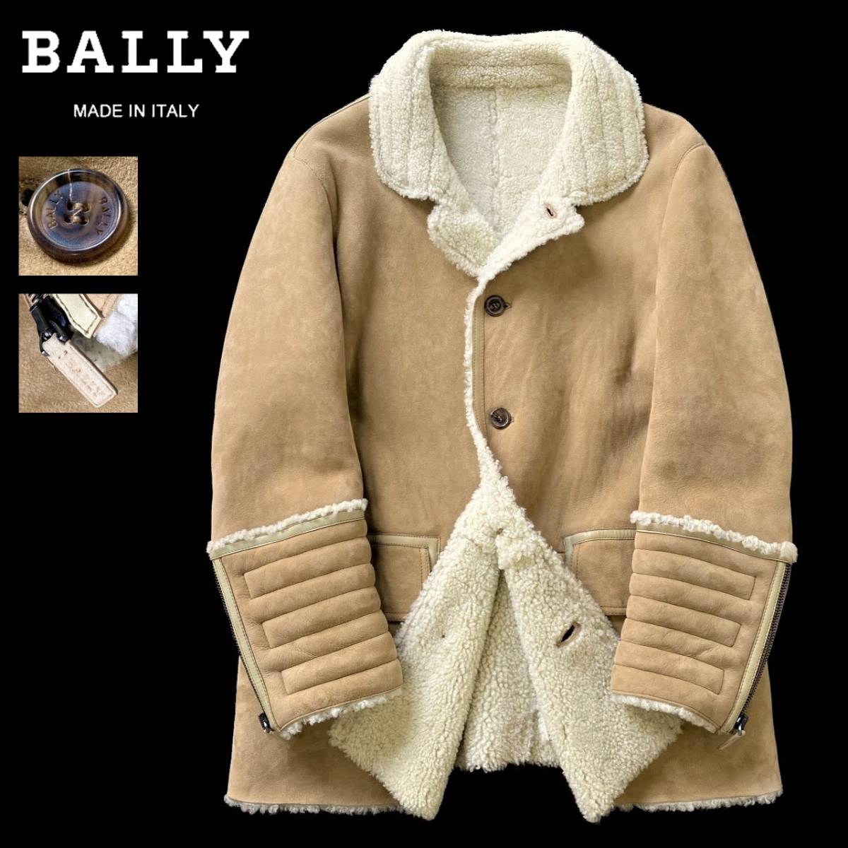 贅沢の極み 定価45万 伊製 BALLY バリー 総裏 ダブルフェイス バイカーステッチ 極上リアルムートン コート 42/52 XL相当 羊革 ジャケット(毛皮、ファー)｜売買された ...